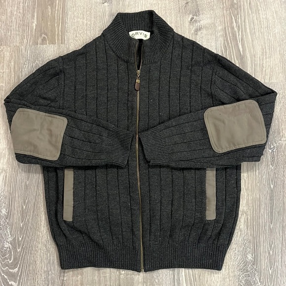 Orvis | Sweaters | Orvis Merino Wool Wide Ribbed Zip Sweater Jacket ...
